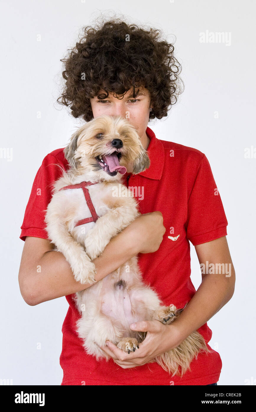 Boy with dog Stock Photo - Alamy