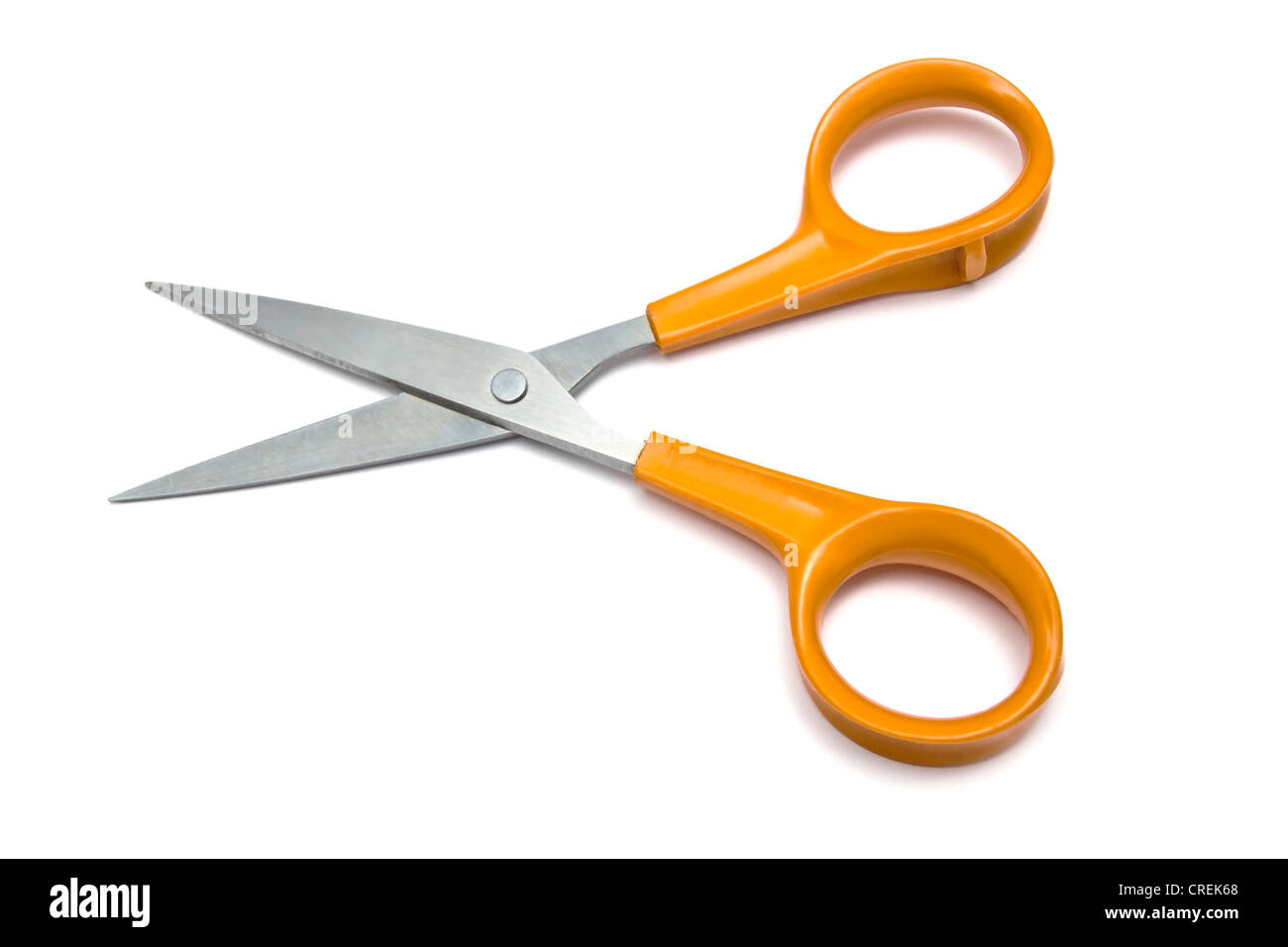 Yellow handled scissors isolated on white background Stock Photo - Alamy