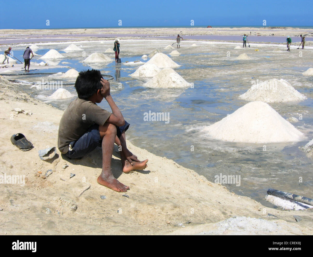 Salt production on the peninsula of Guajira, Colombia, La Guajira Stock ...