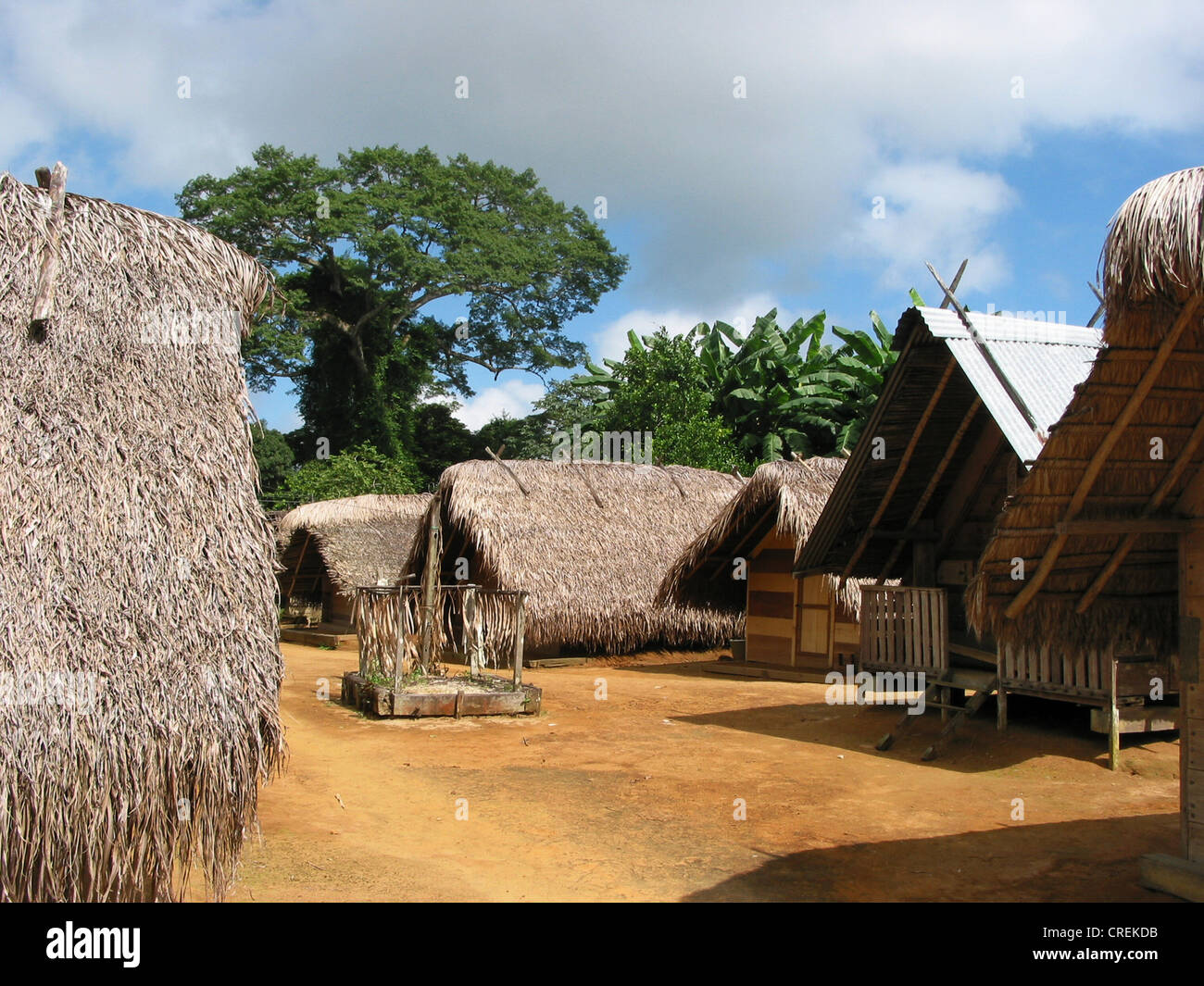 Maroon village Kajana on the Marowijne River, Suriname, Marowijne Stock ...