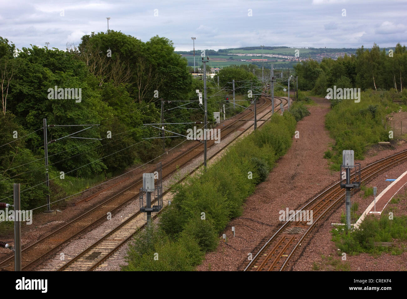 Railway line with siding Stock Photo - Alamy