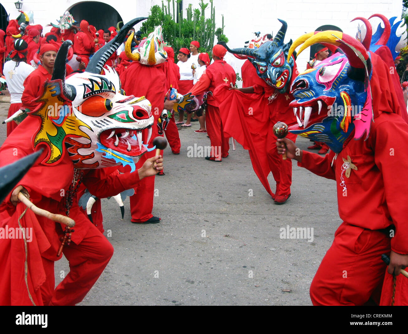 dancing devils during Corpus Christi, Venezuela, San Francisco de Yare Stock Photo - Alamy