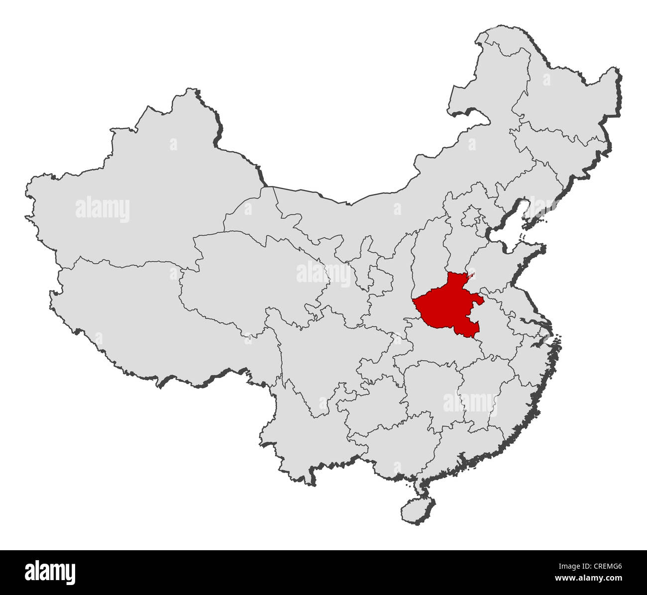 Political map of China with the several provinces where Henan is ...