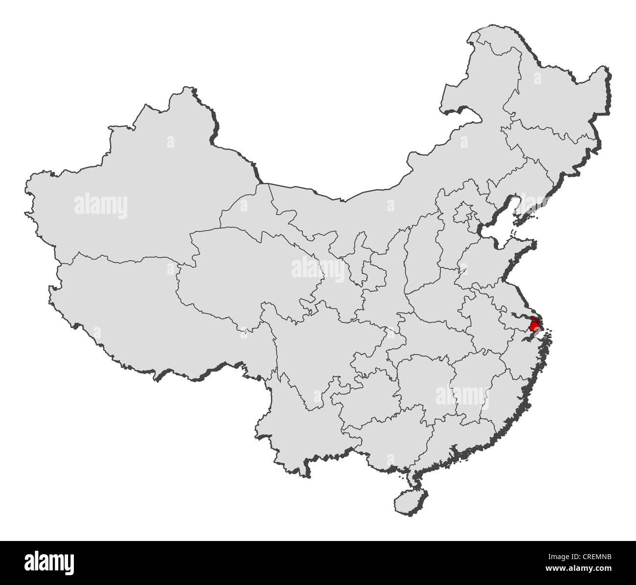 Political map of China with the several provinces where Shanghai is ...