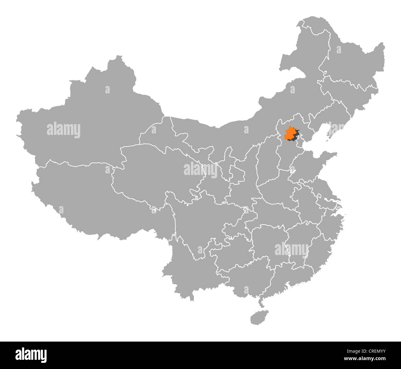 Political map of China with the several provinces where Beijing is ...