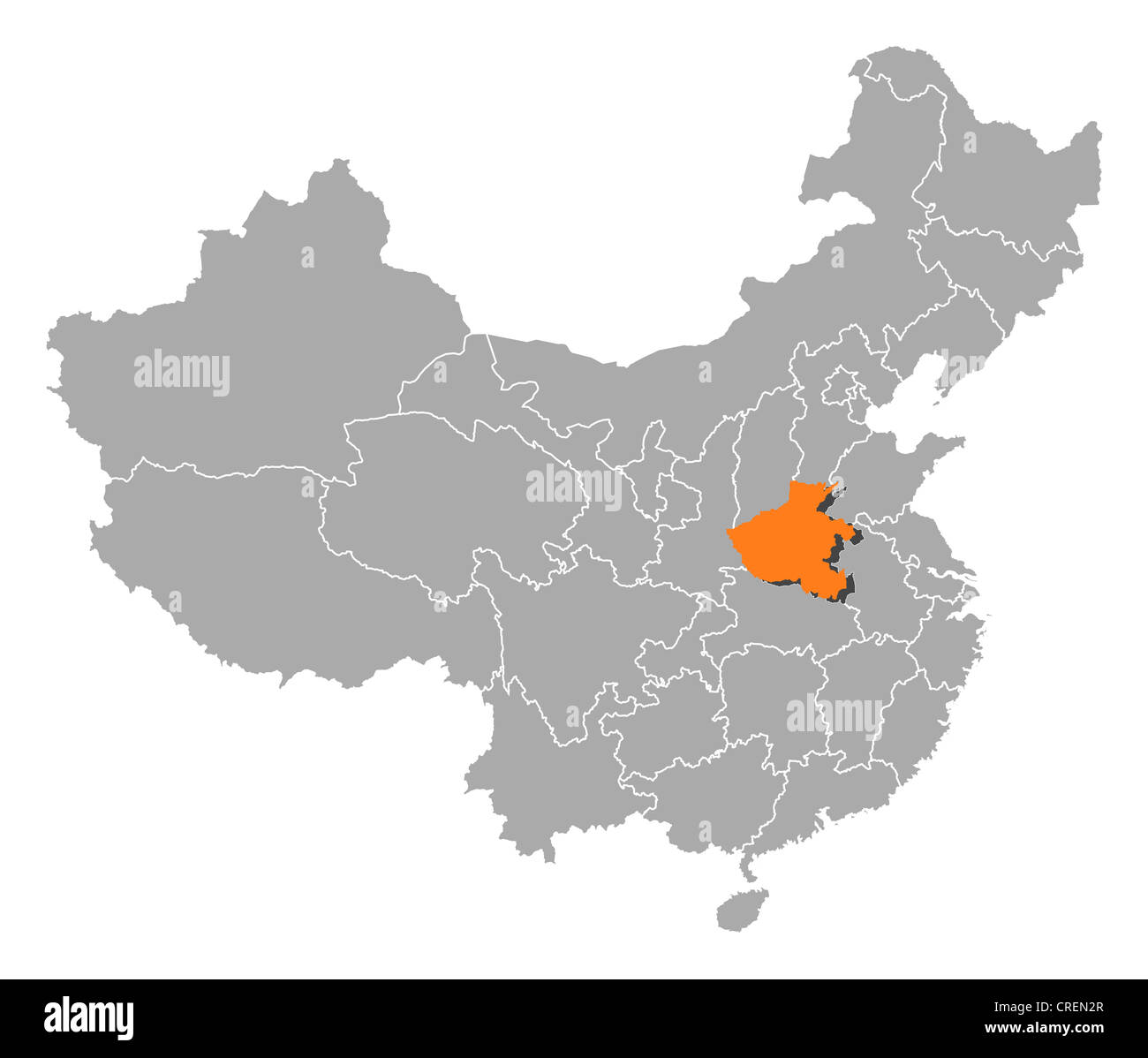 Political map of China with the several provinces where Henan is ...