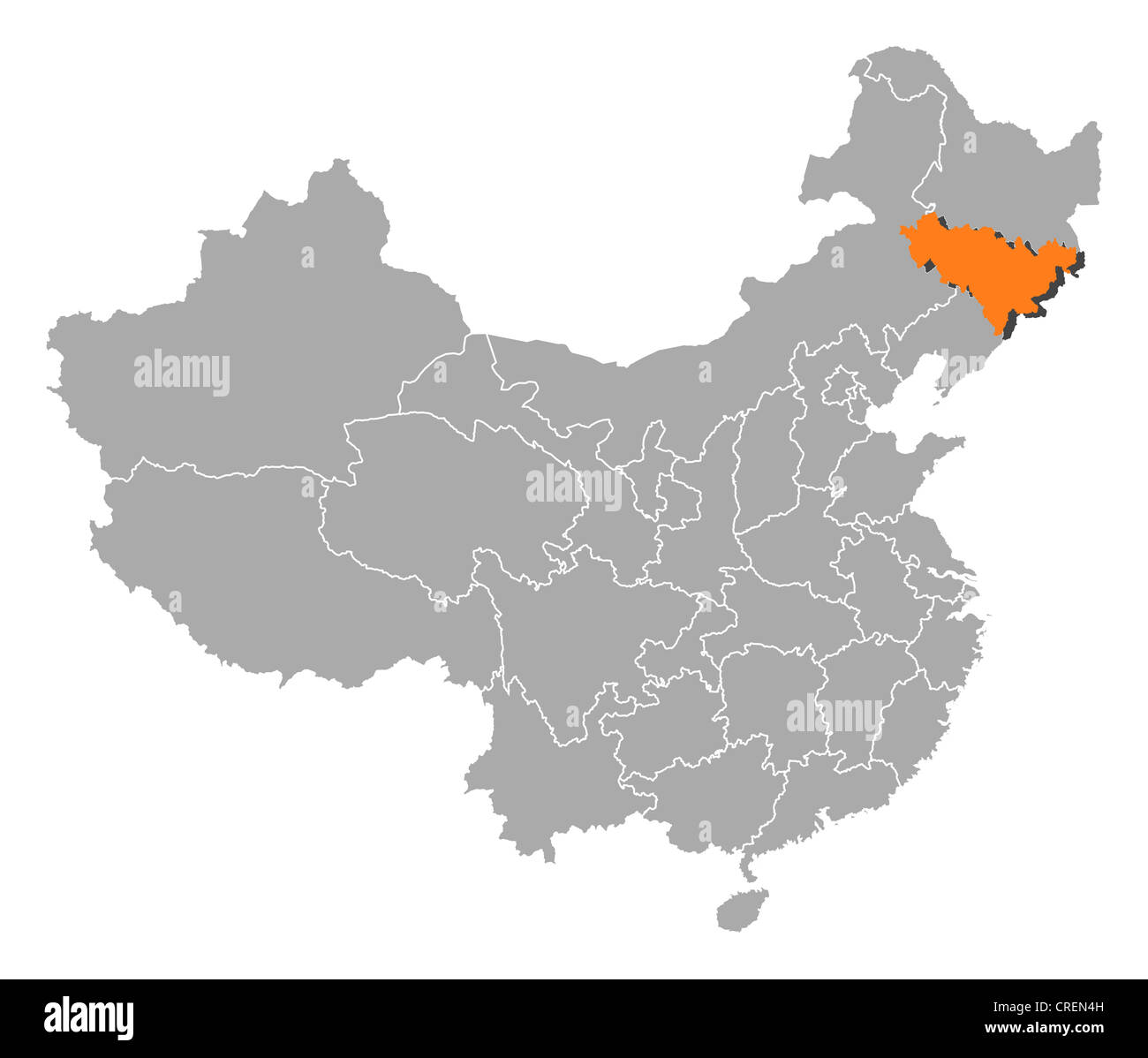 Political map of China with the several provinces where Jilin is ...