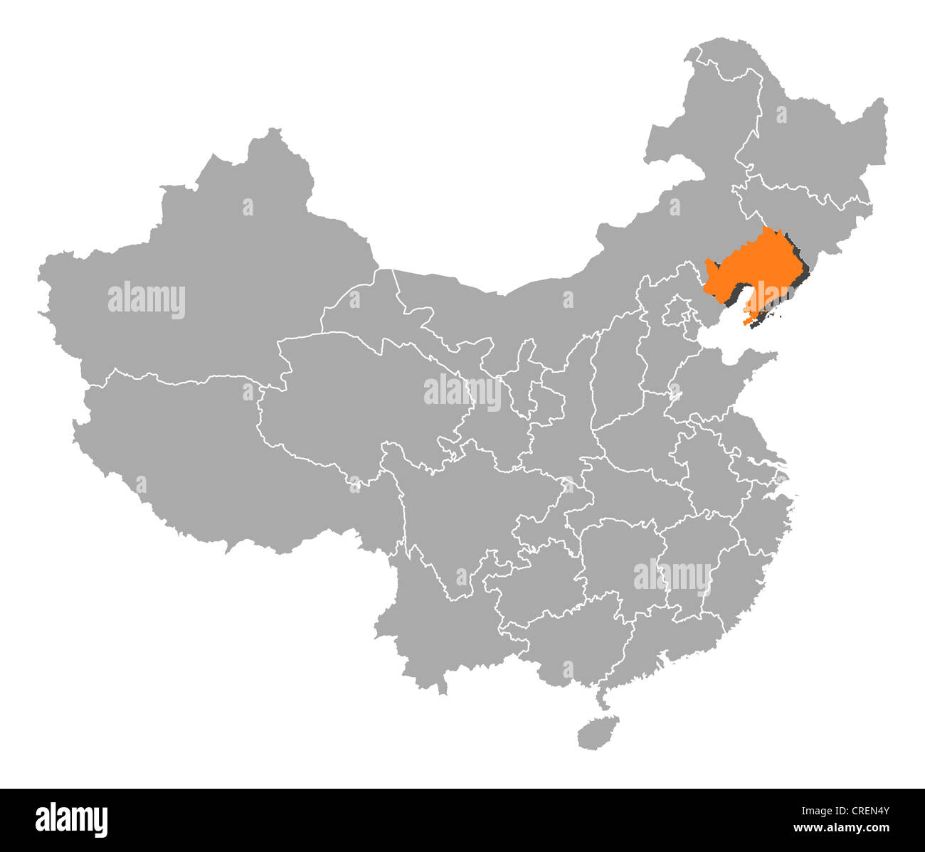 Political map of China with the several provinces where Liaoning is ...
