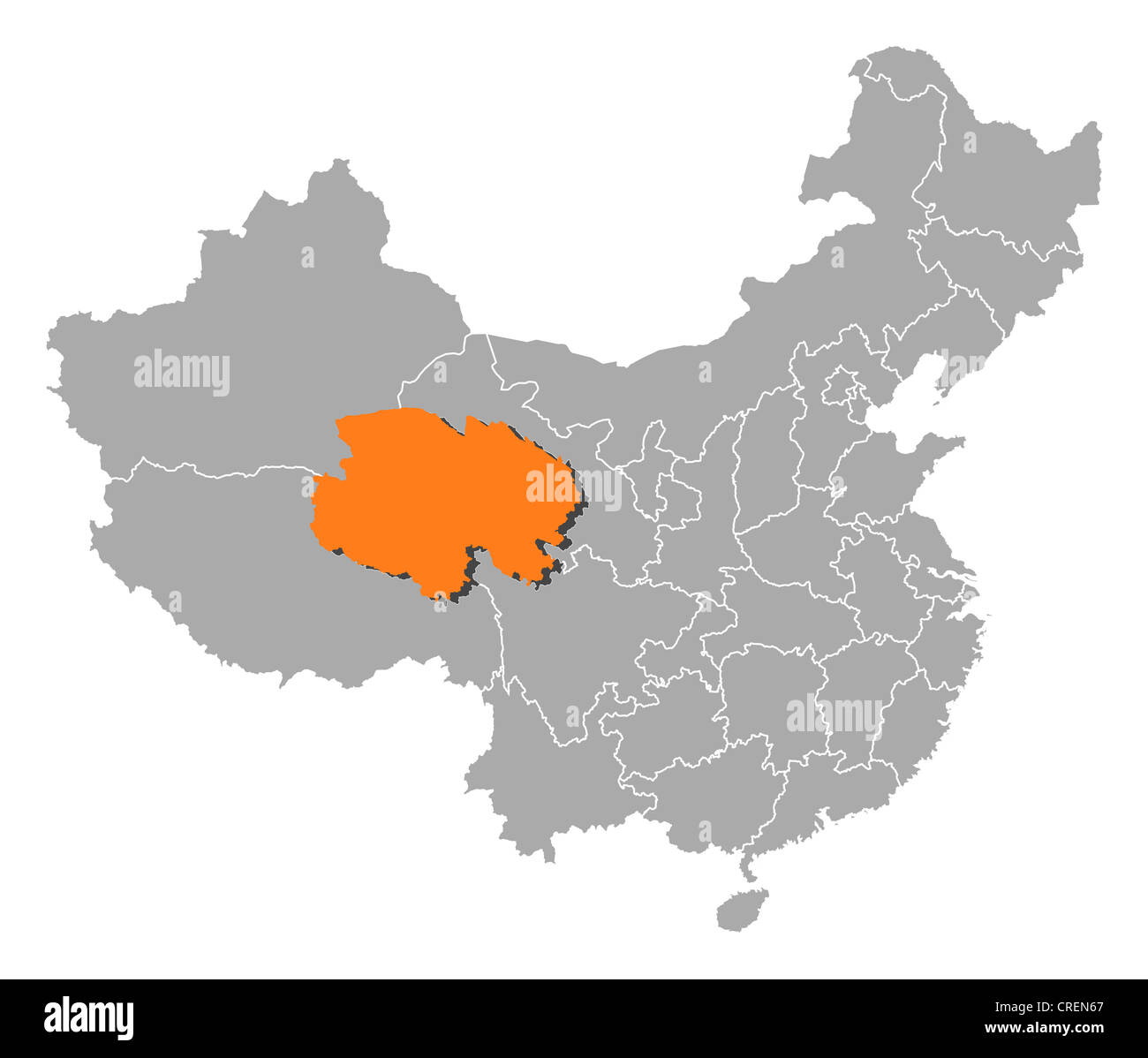Political map of China with the several provinces where Qinghai is ...