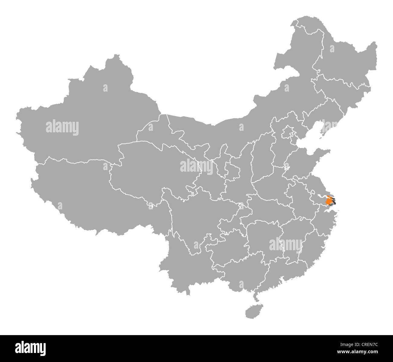 Political map of China with the several provinces where Shanghai is ...