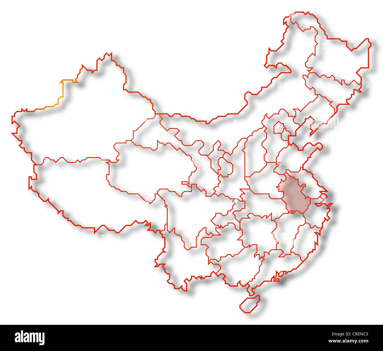 Political map of China with the several provinces where Anhui is ...