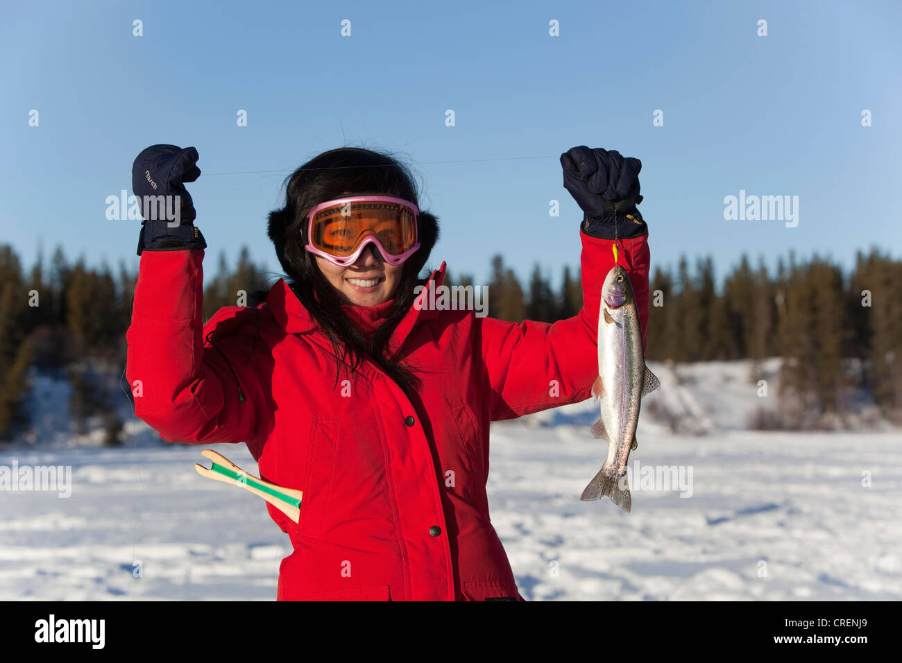 Woman holding rainbow trout hi-res stock photography and images - Alamy