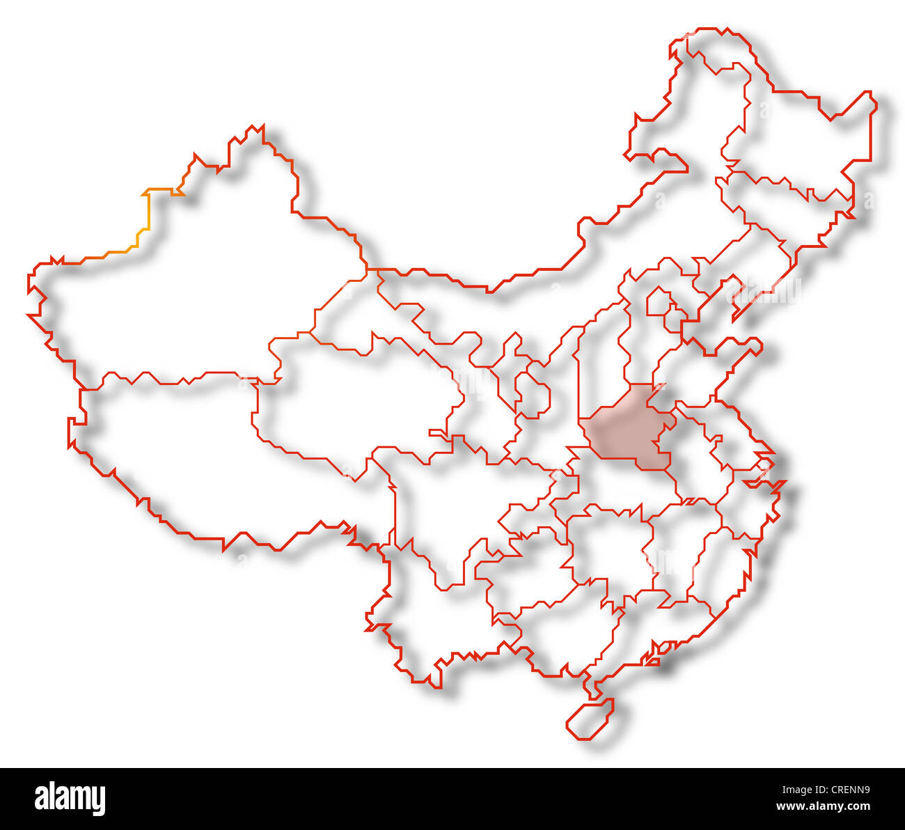 Political map of China with the several provinces where Henan is ...