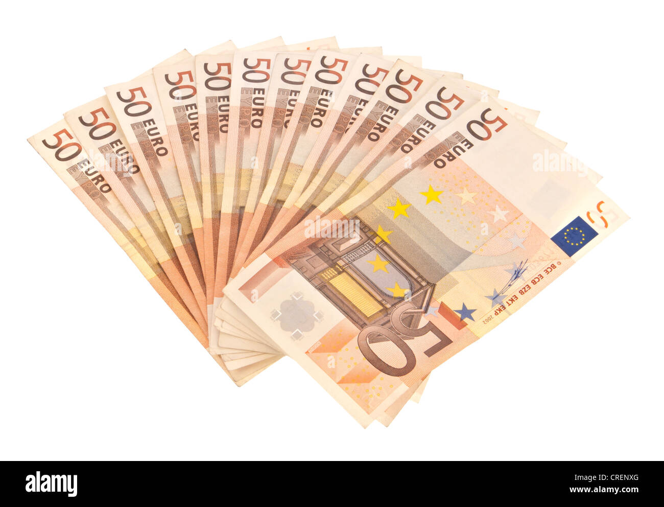 European bills isolated on white background Stock Photo - Alamy