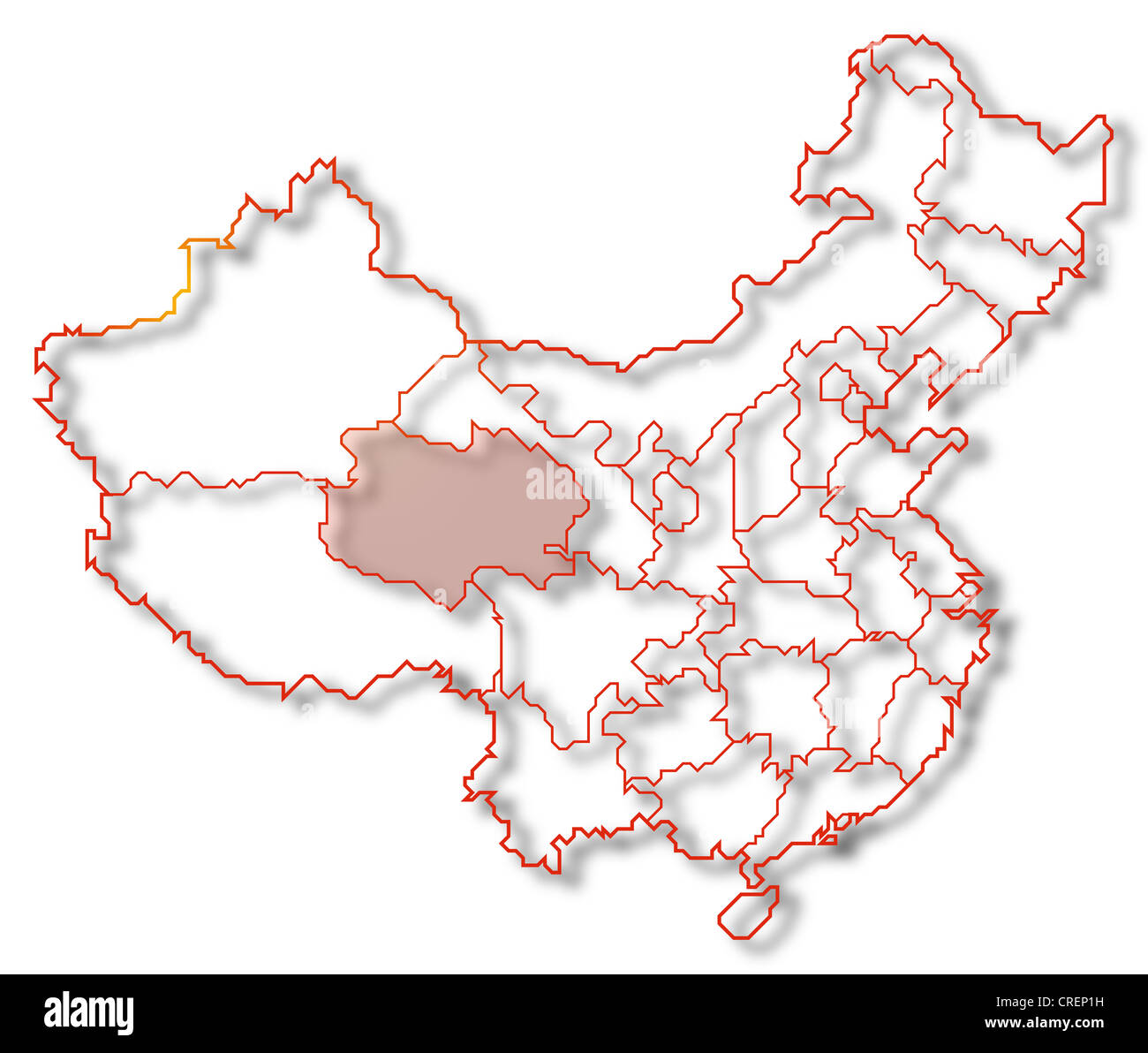 Political map of China with the several provinces where Qinghai is ...
