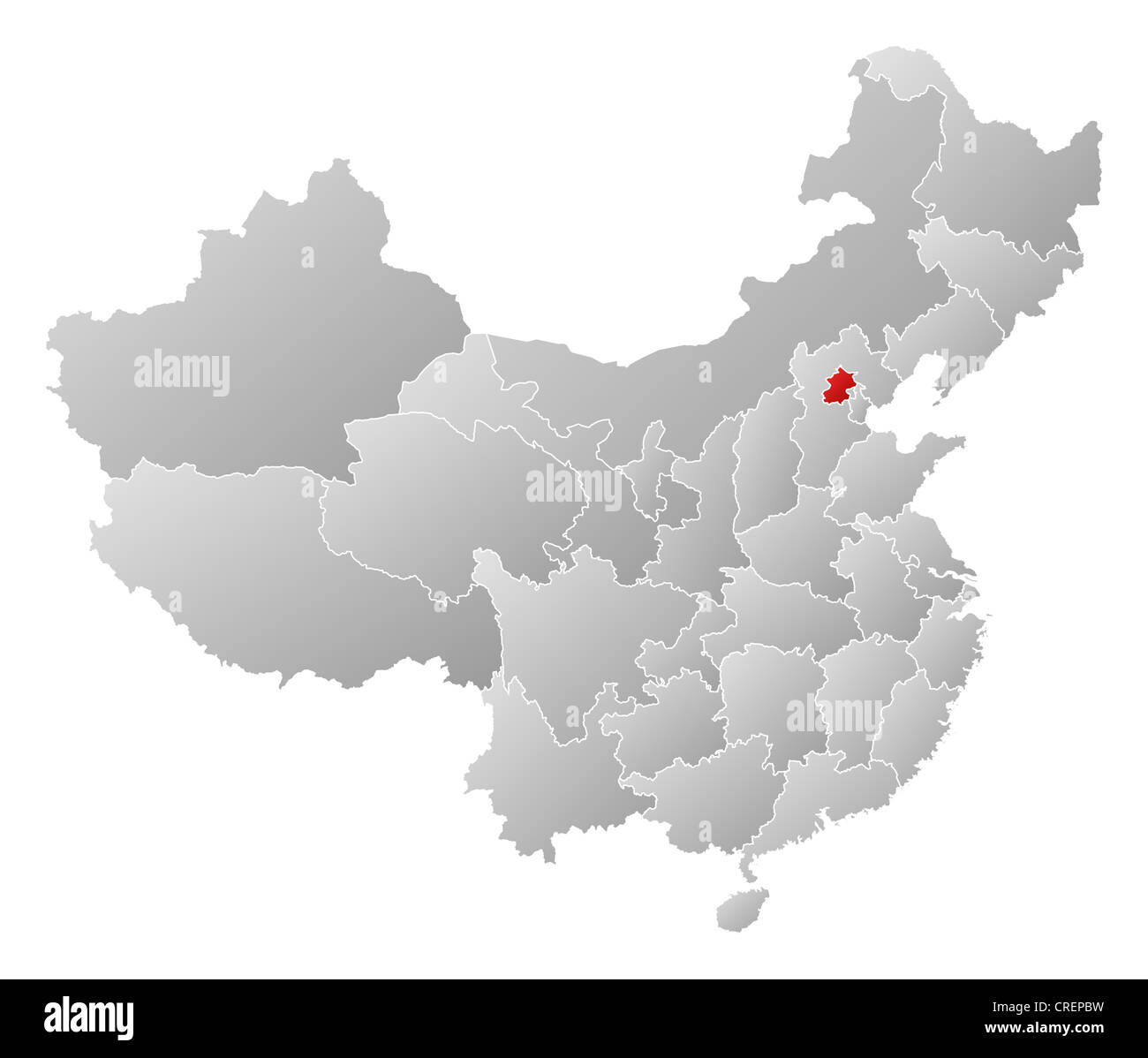 Political map of China with the several provinces where Beijing is ...