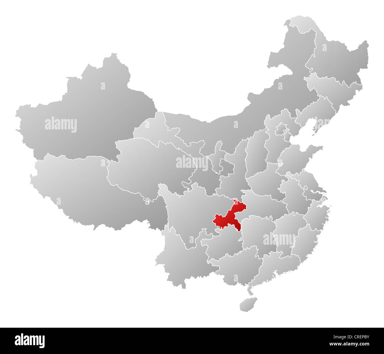 Political map of China with the several provinces where Chongqing is ...