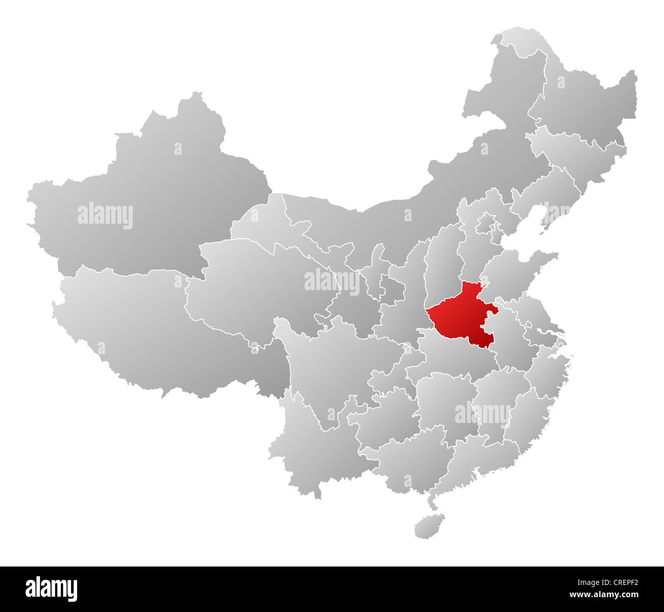 Political map of China with the several provinces where Henan is ...