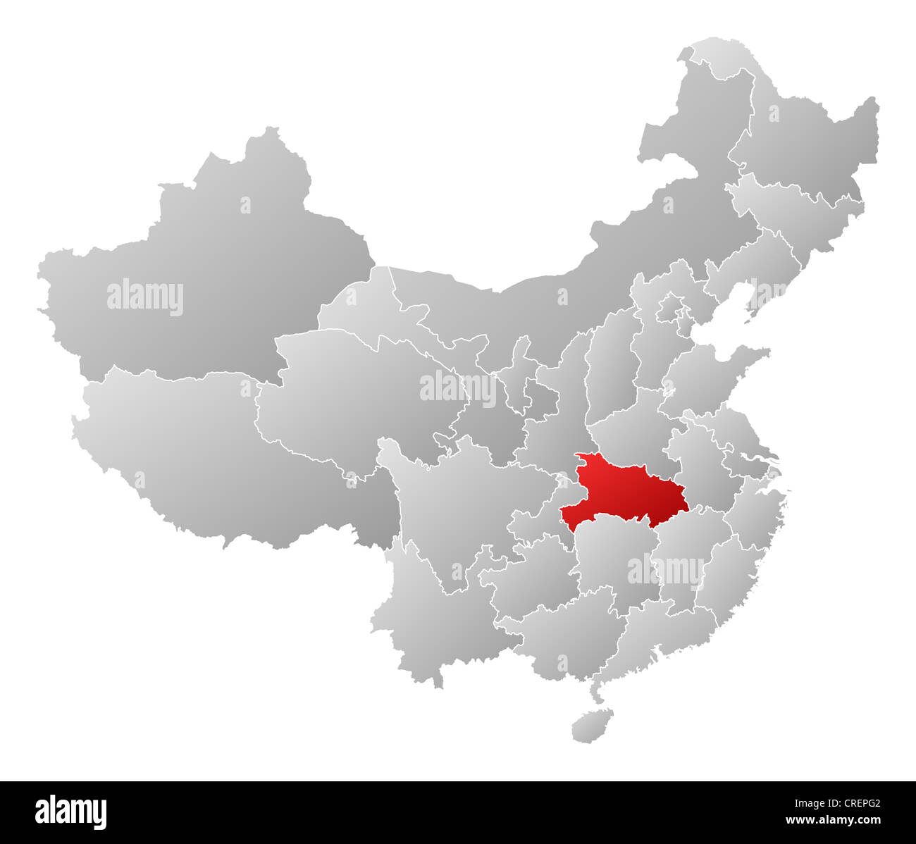 Map china hubei highlighted Cut Out Stock Images & Pictures - Alamy