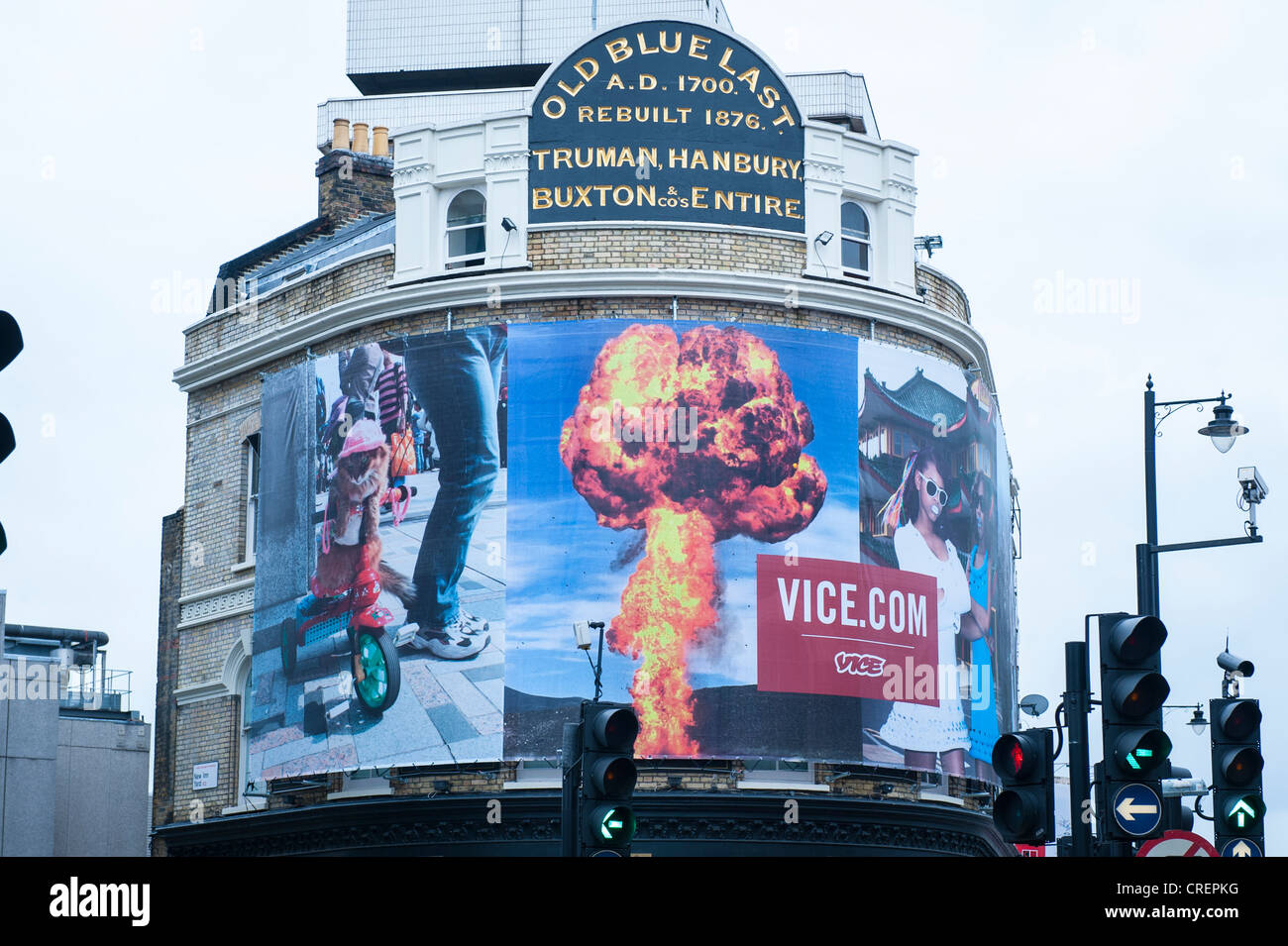 London East End Brick Lane area sign Old Blue Last pub public house inn ...