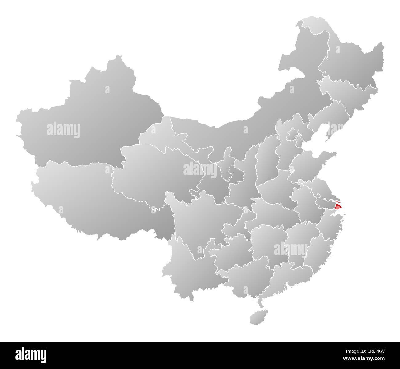 Political map of China with the several provinces where Shanghai is ...