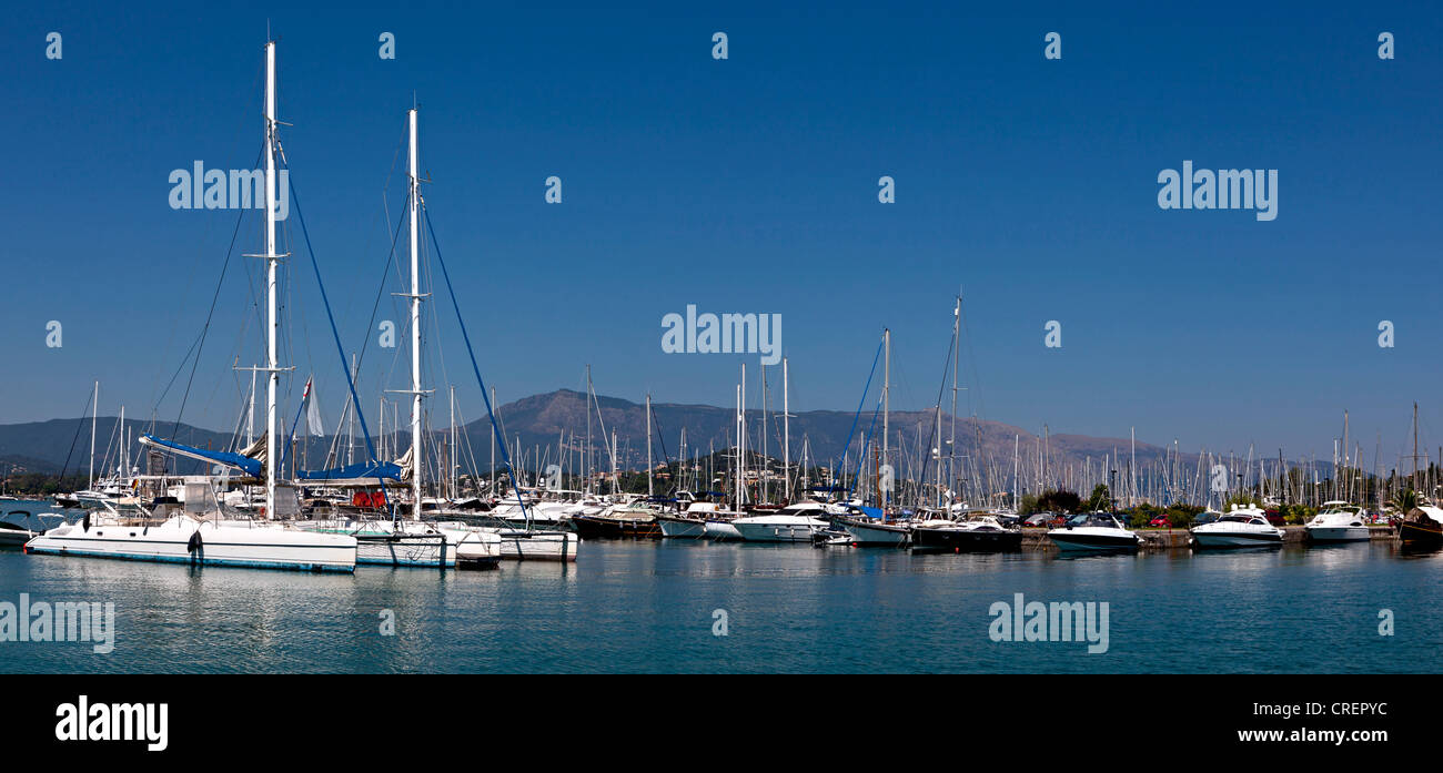 Panorama, Marina of Gouvia, eastern Corfu, Corfu Island, Ionian Islands ...