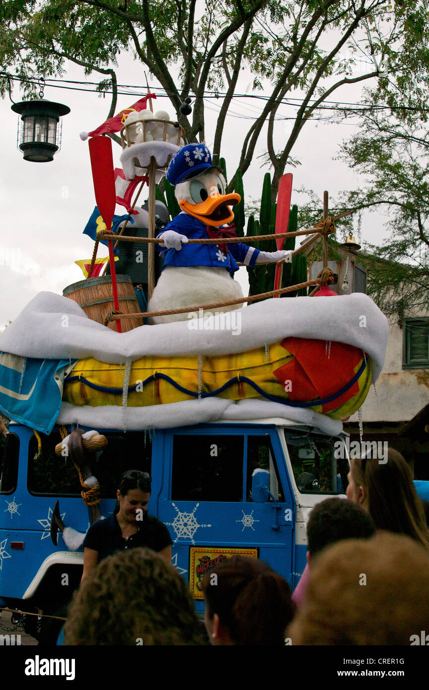 Cartoon character Donald Duck entertains the crowds in the regular ...
