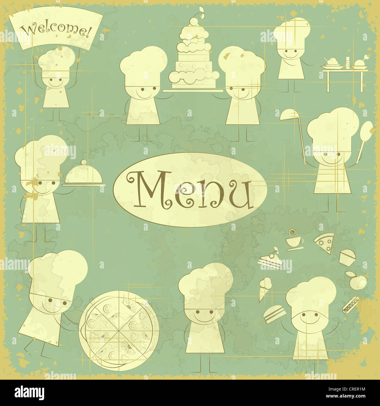 Vintage cover Menu with Chefs in Retro Style - illustration Stock Photo ...