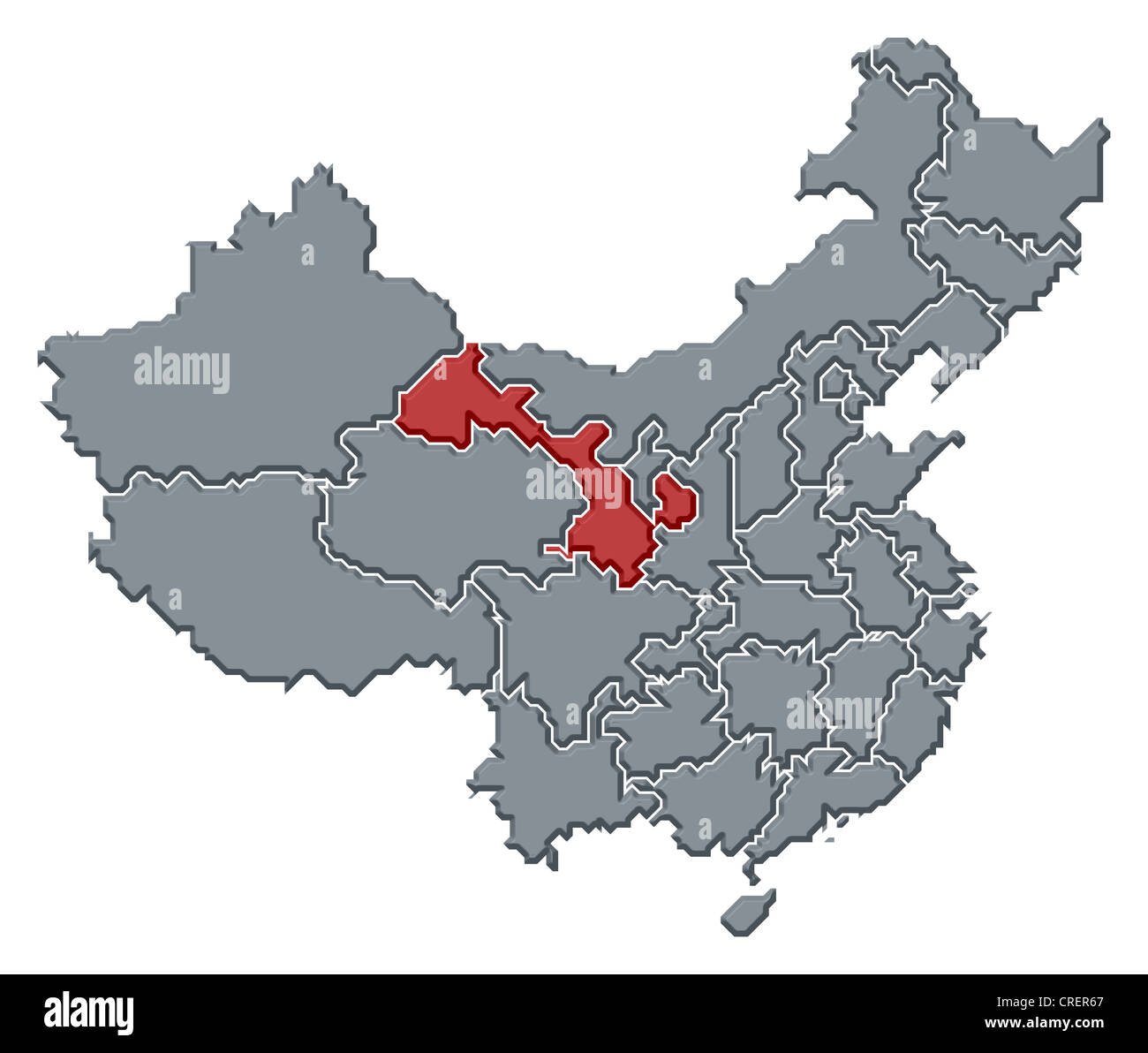 Political map of China with the several provinces where Gansu is ...