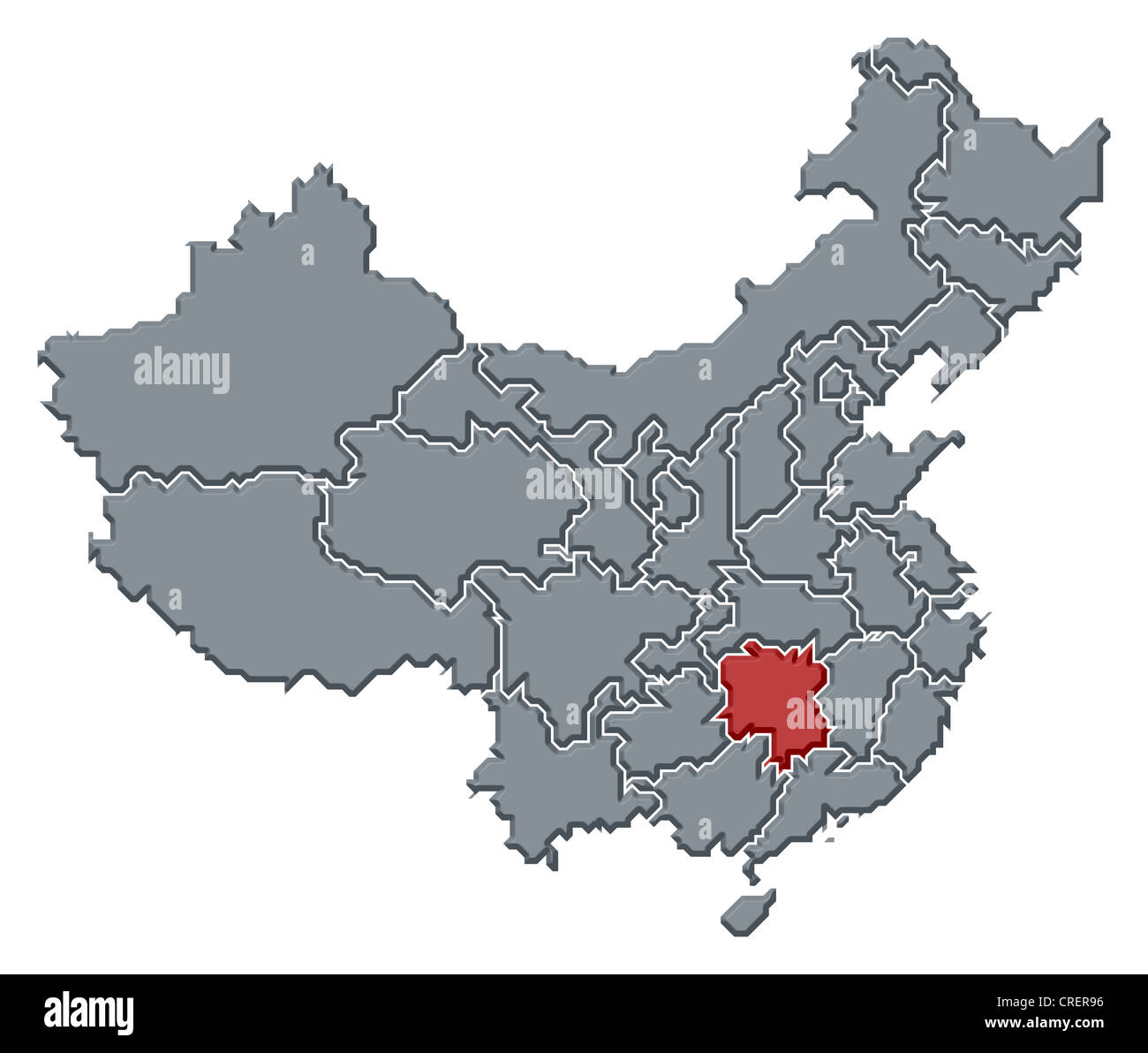 Political map of China with the several provinces where Hunan is ...