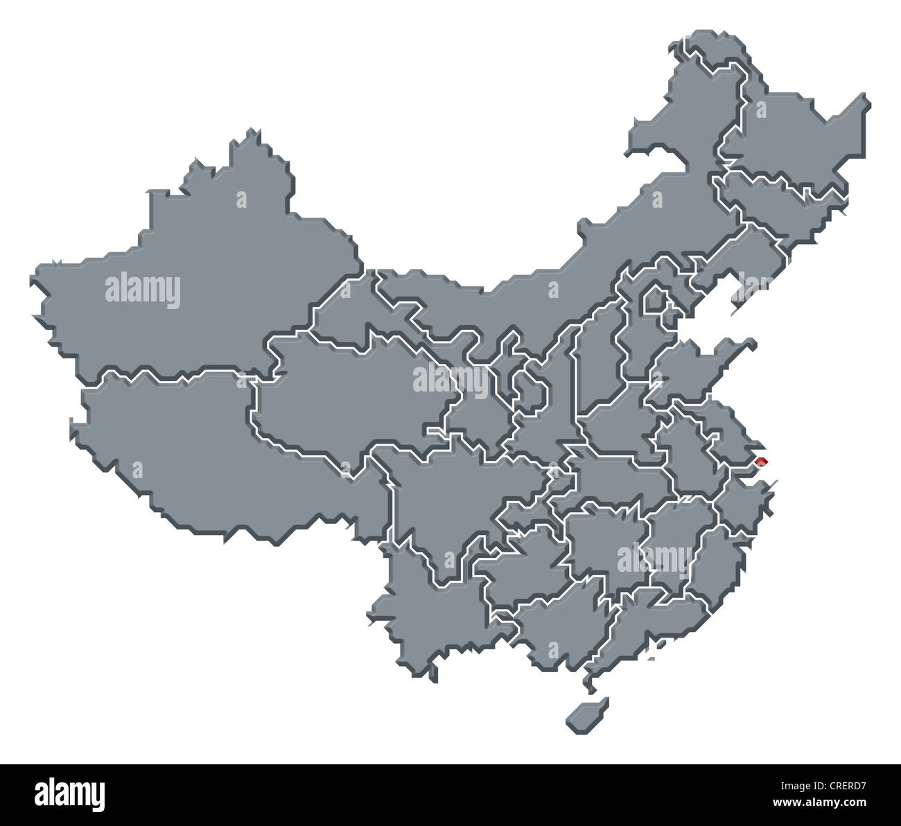Political map of China with the several provinces where Shanghai is ...