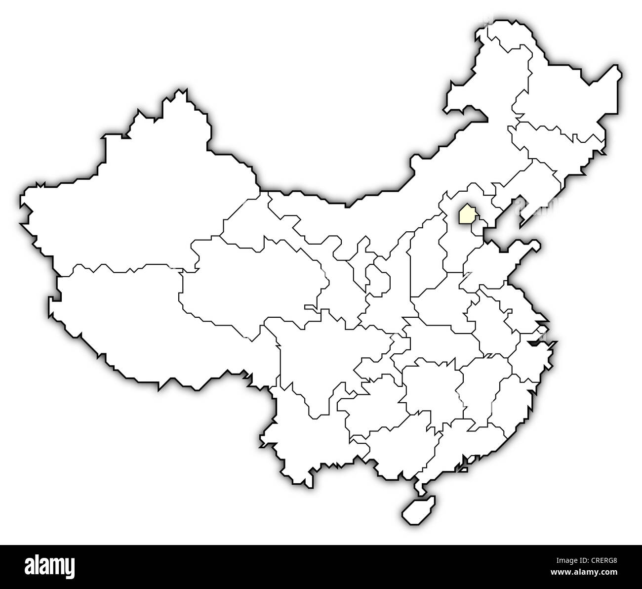 Political map of China with the several provinces where Beijing is ...