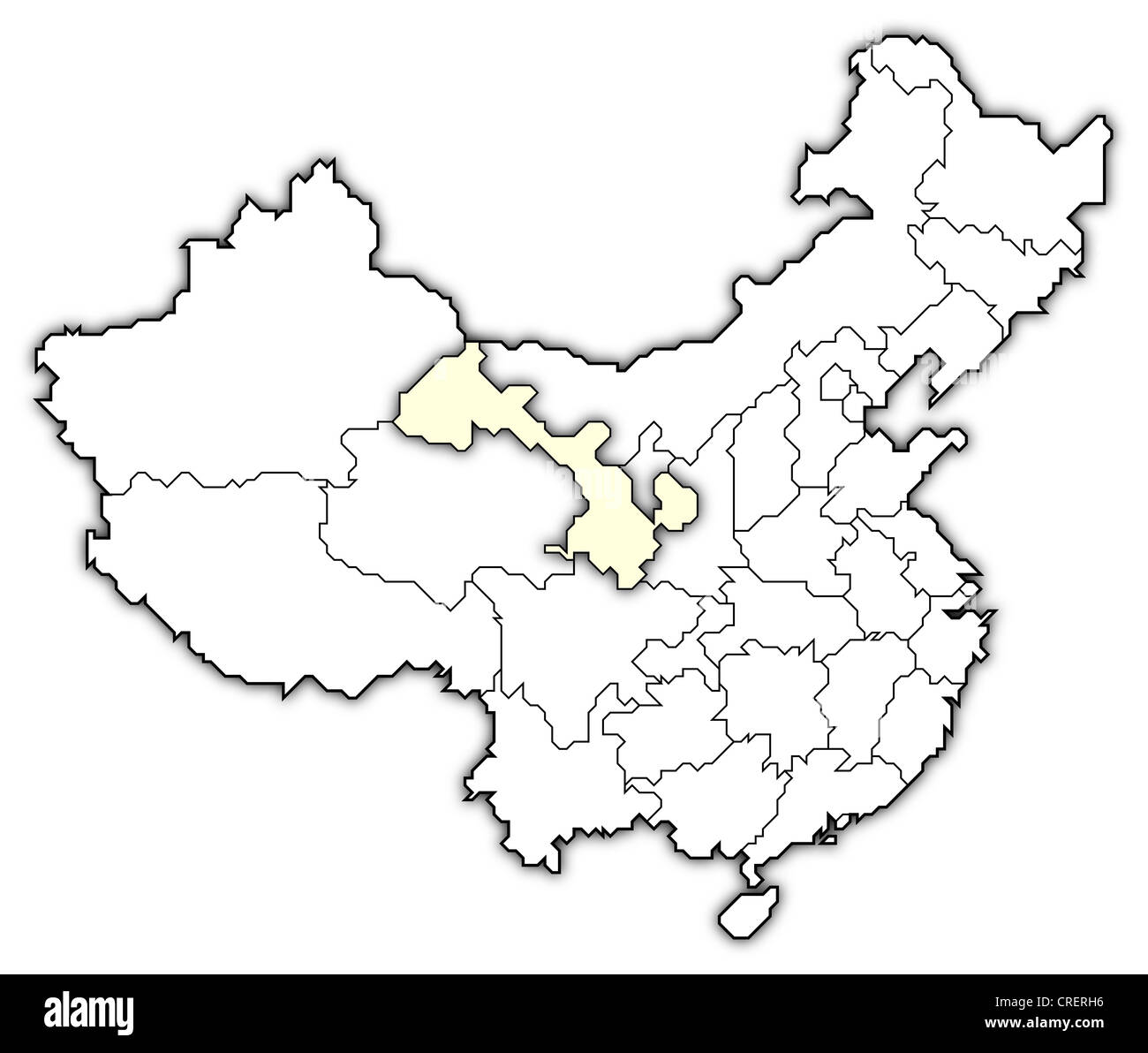 Political map of China with the several provinces where Gansu is ...