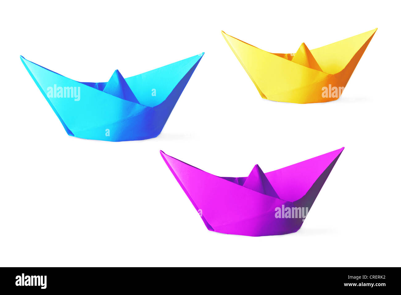 Colorful paper ships isolated on a white background Stock Photo - Alamy