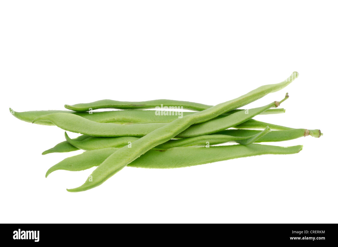 Fresh green runner beans. Studio shot with a white background Stock ...