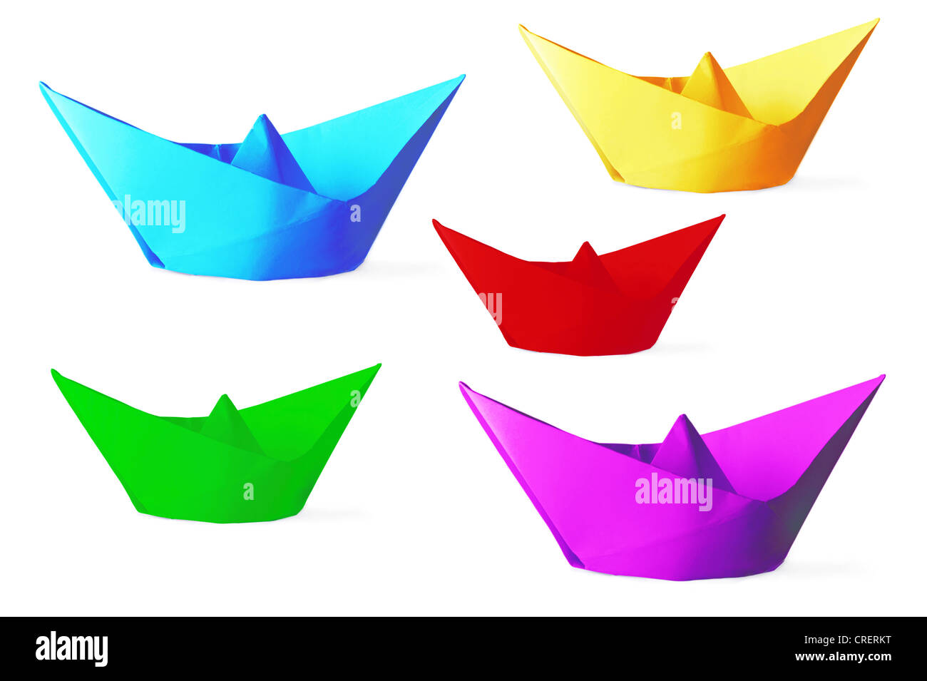 Colorful paper ships isolated on a white background Stock Photo - Alamy