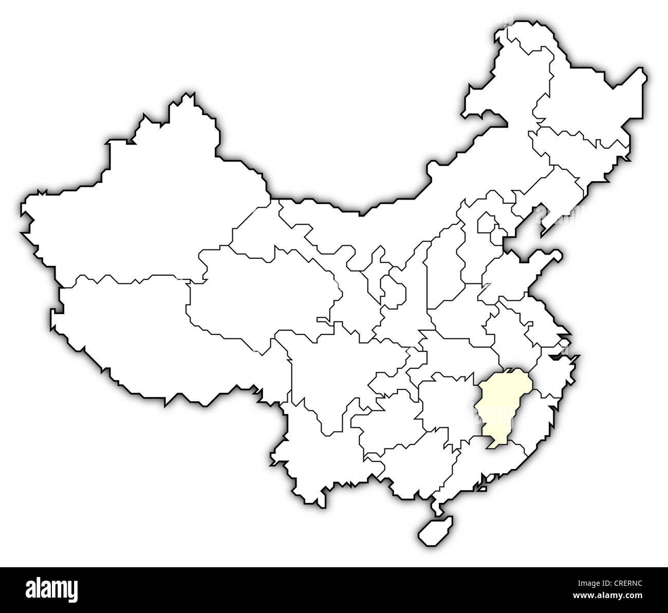 Political map of China with the several provinces where Jiangxi is ...