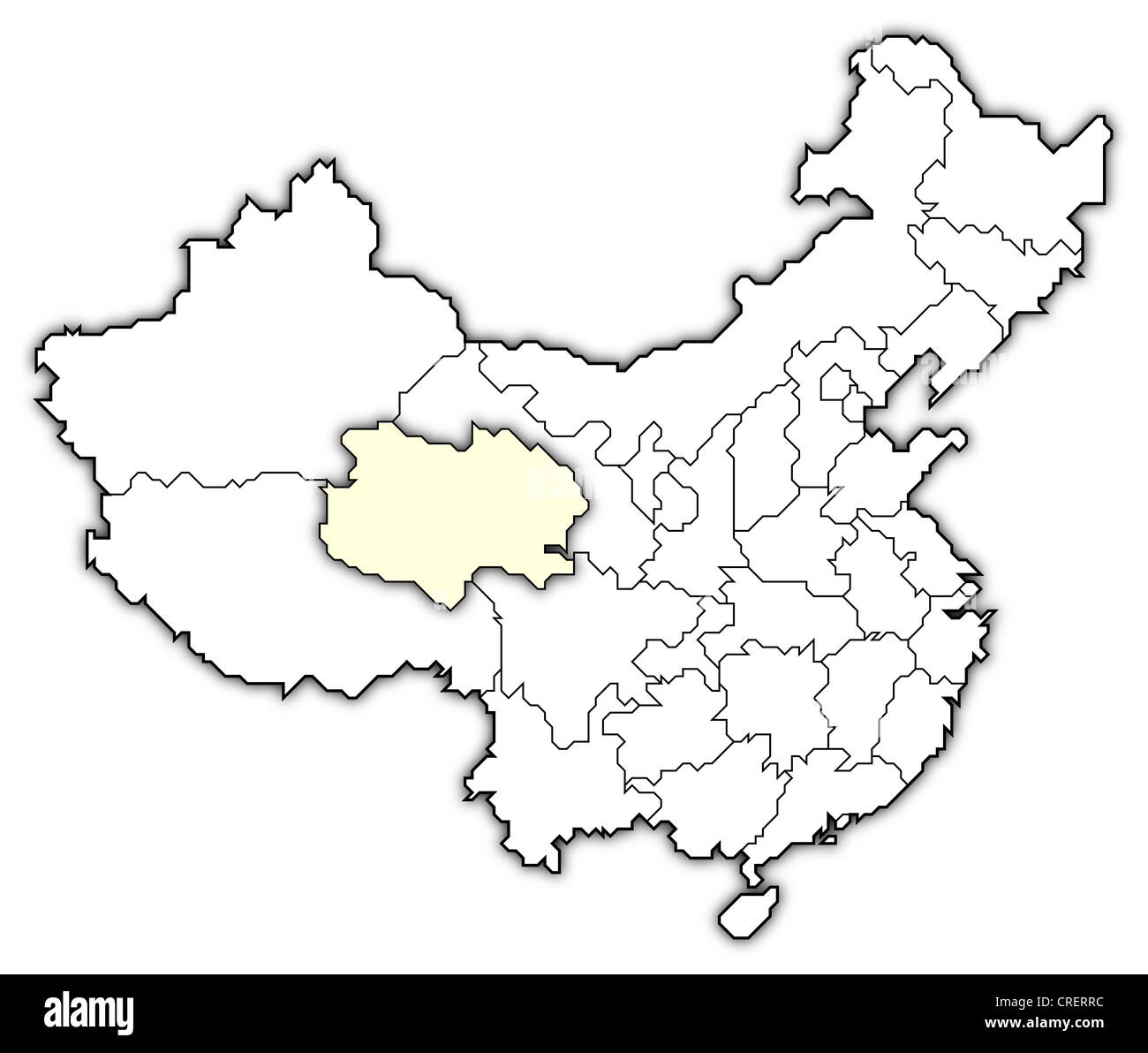 Political map of China with the several provinces where Qinghai is ...