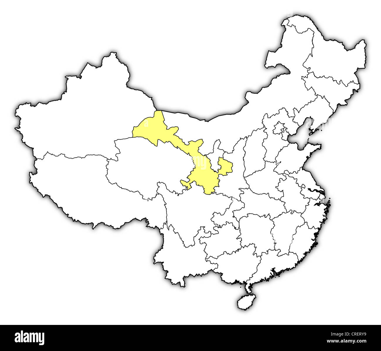 Political map of China with the several provinces where Gansu is ...