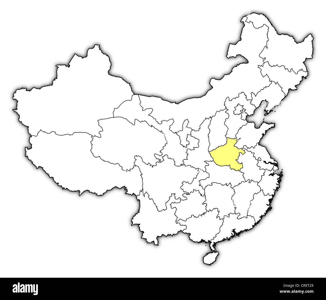 Political map of China with the several provinces where Henan is ...
