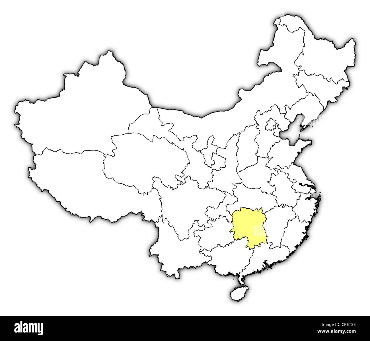 Political map of China with the several provinces where Hunan is ...