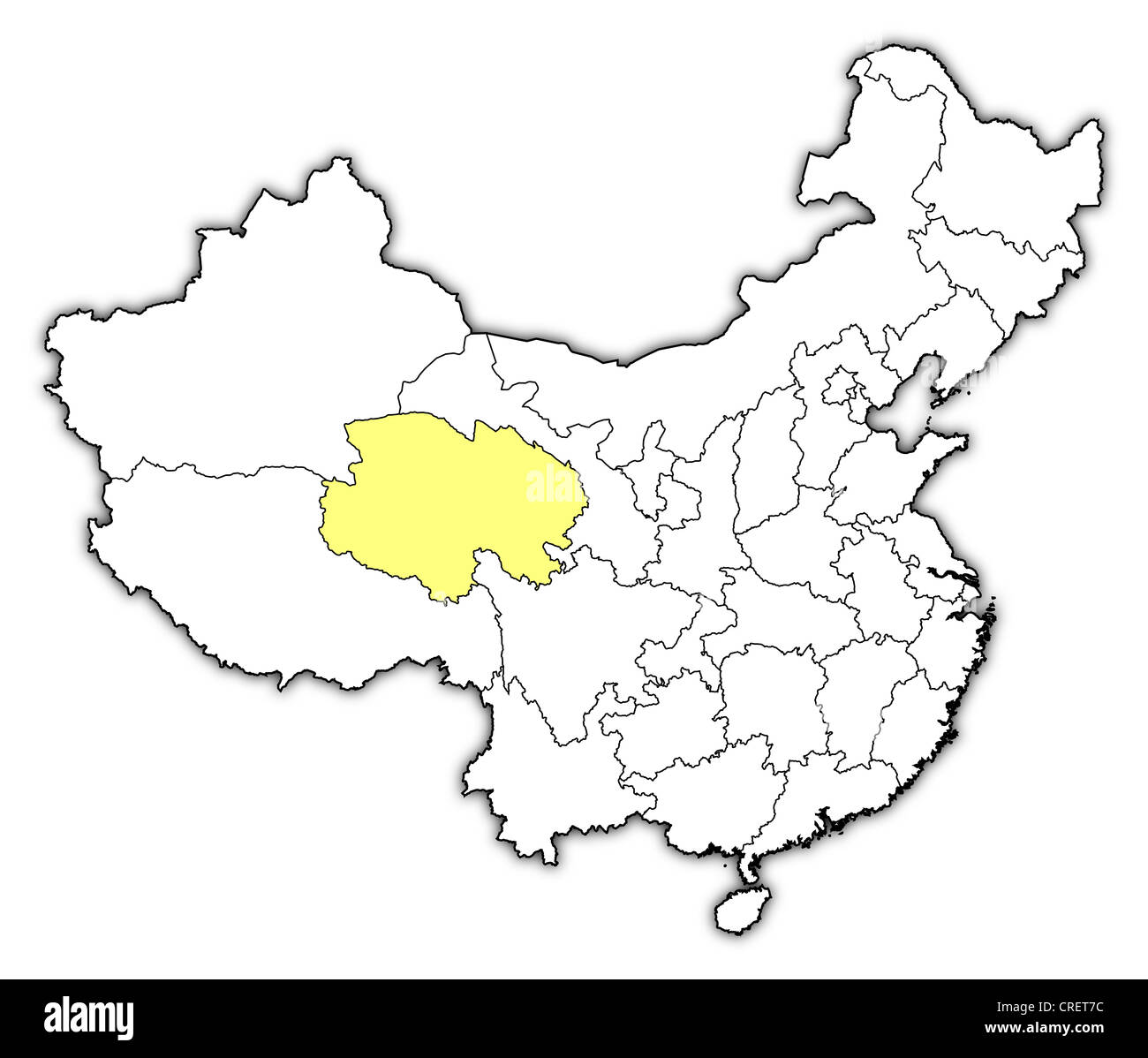 Political map of China with the several provinces where Qinghai is ...