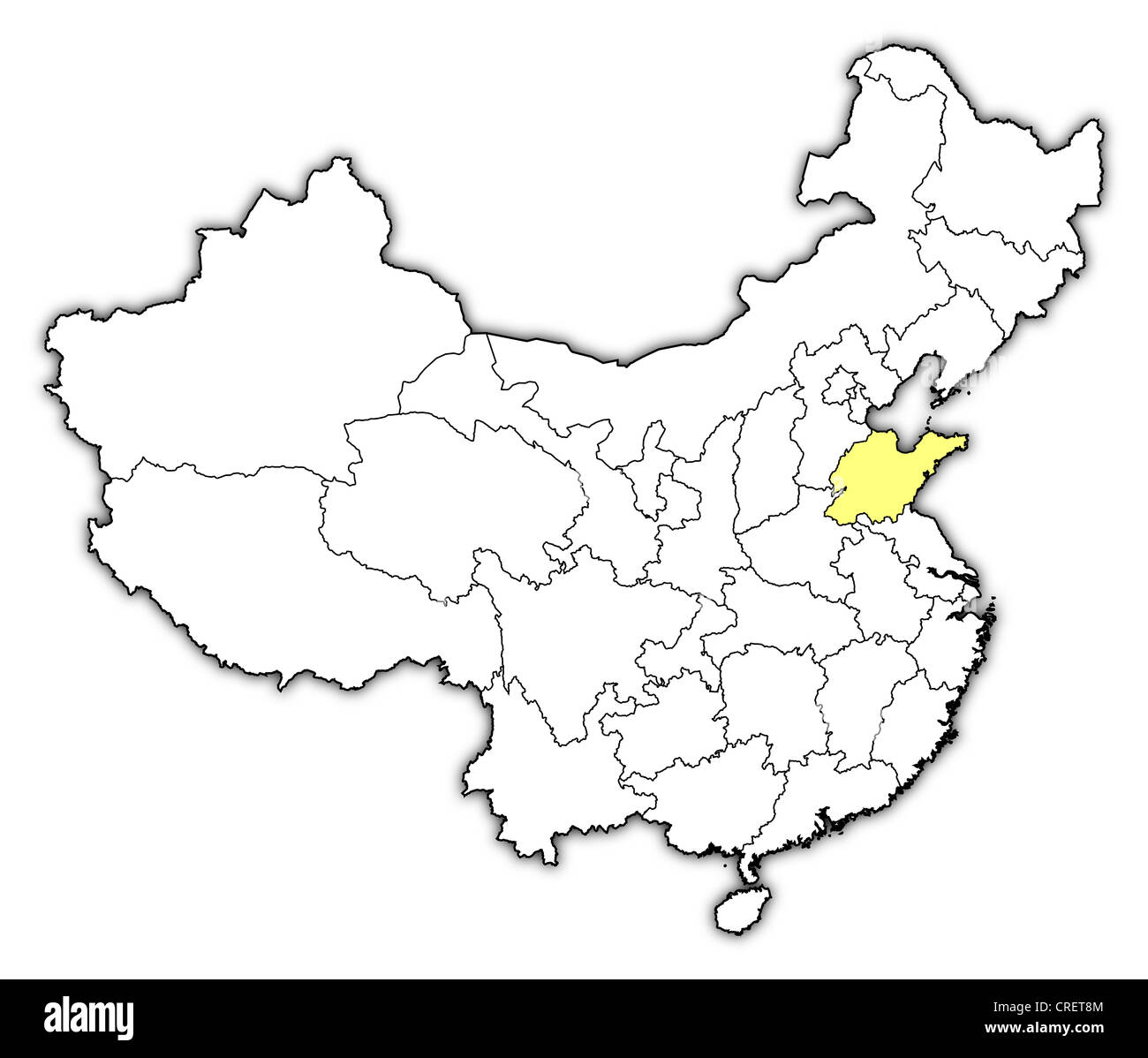Political map of China with the several provinces where Shandong is ...