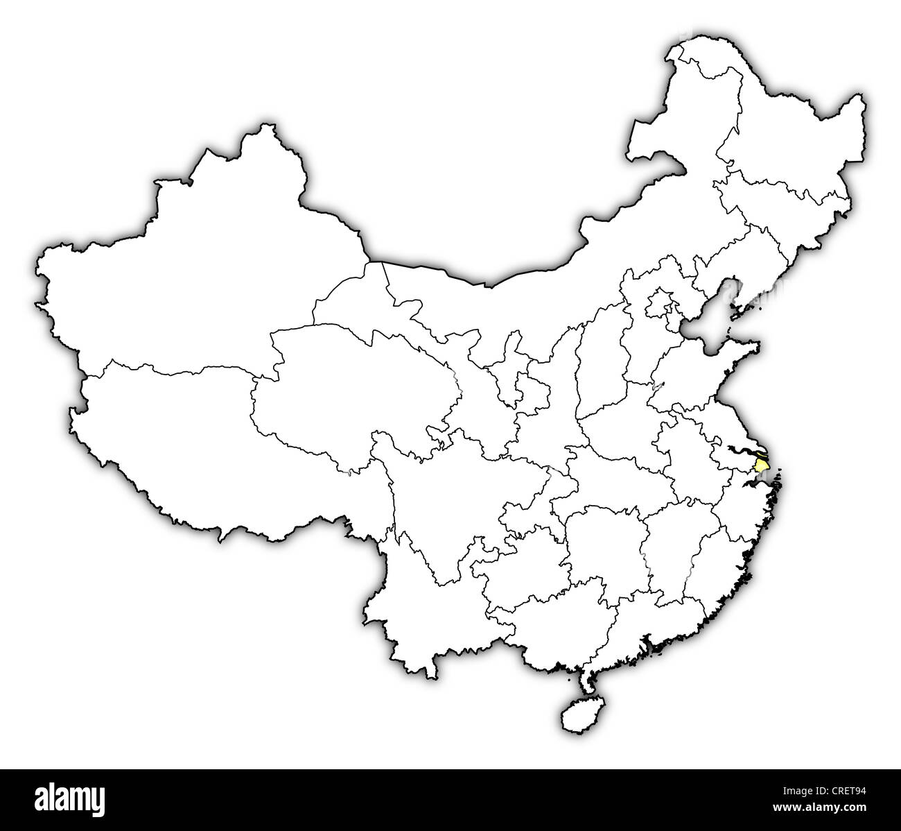 Political map of China with the several provinces where Shanghai is ...