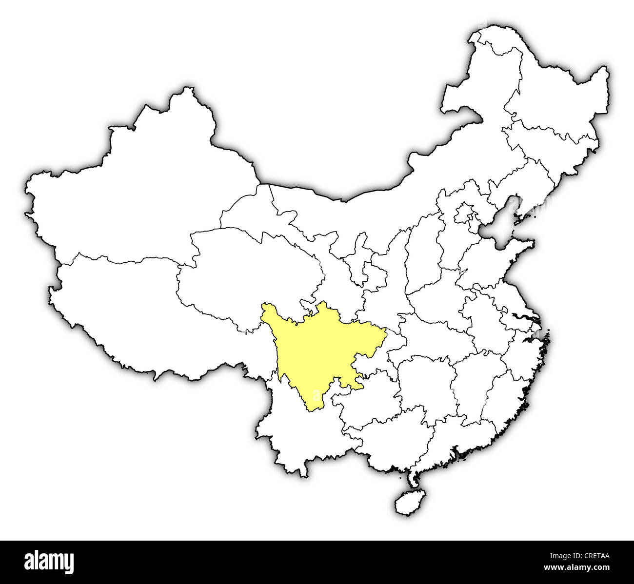 Political map of China with the several provinces where Sichuan is ...