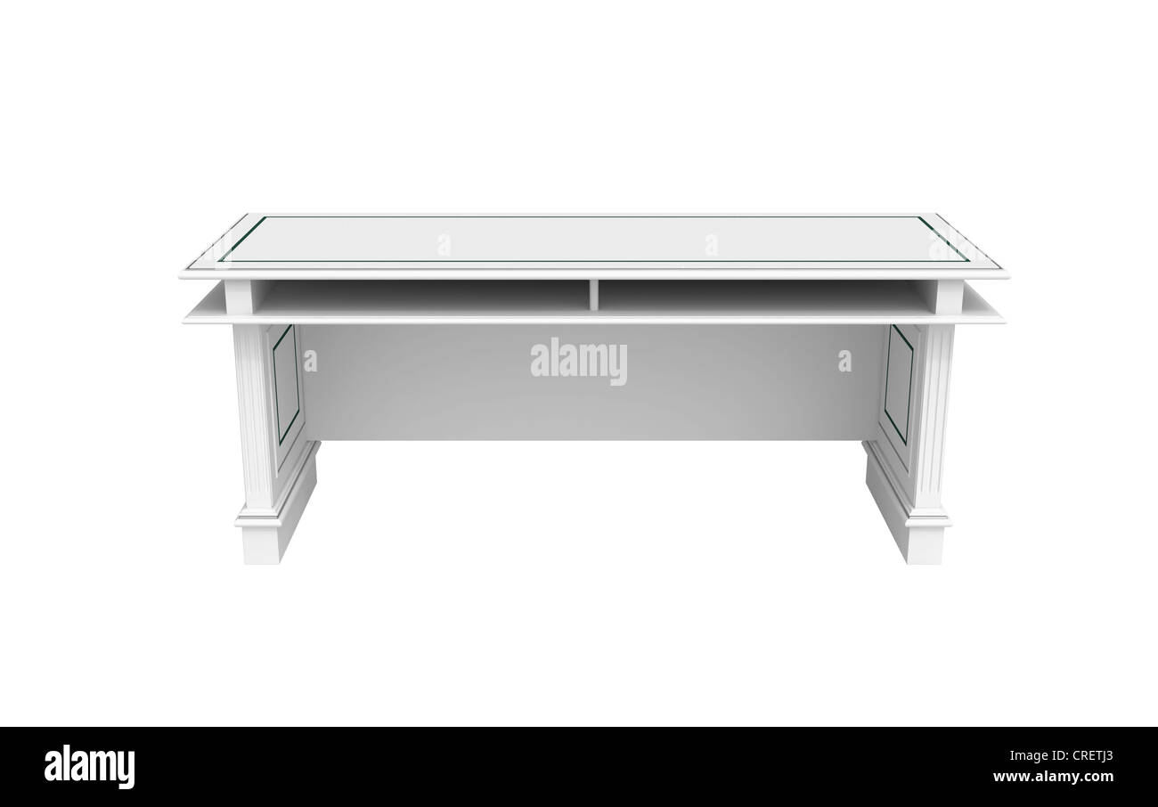 White wooden writing table, back side view isolated on white Stock ...