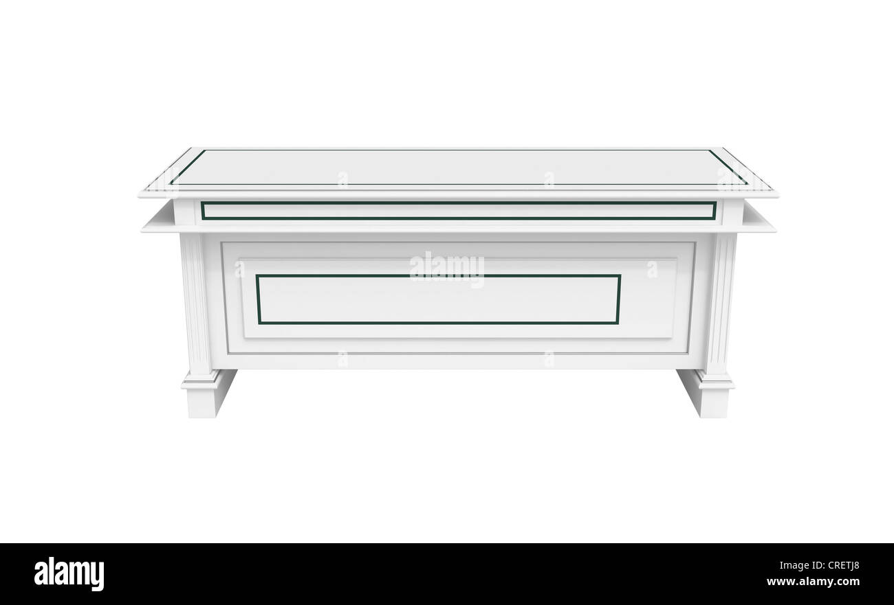 White wooden writing table, front side view isolated on white Stock ...