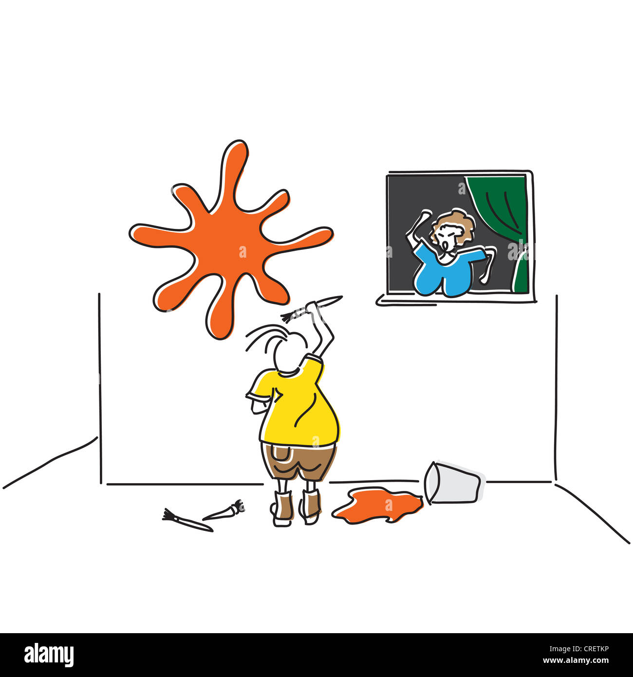 Painted house wall with cartoon characters Cut Out Stock Images ...