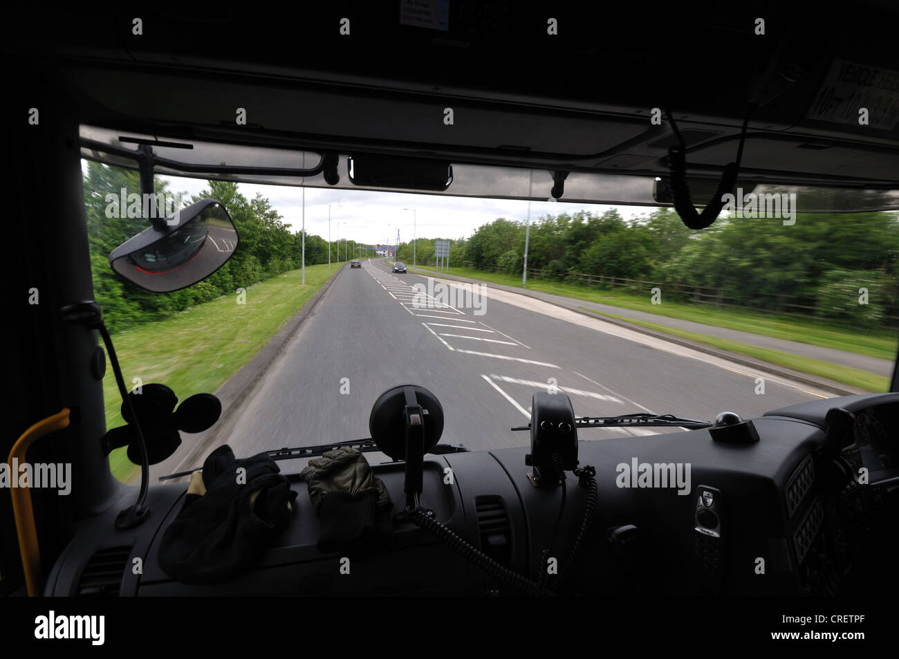 View from the front seat of a fire engine Stock Photo - Alamy