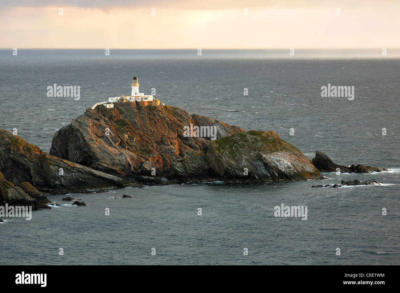 Muckle Flugga Lighthouse at sunrise, Unst, Shetland Stock Photo - Alamy